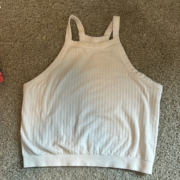 Fabletics | Tops | Fabletics White Cropped Razorback Ribbed Tank Top ...